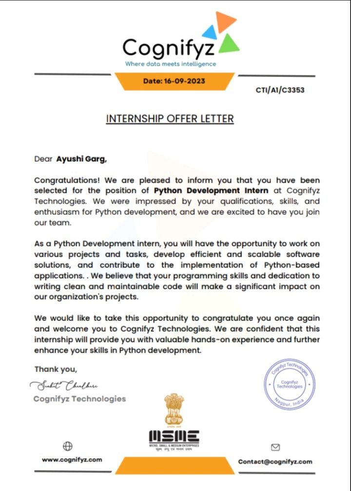 #cognifyz #python #cognifyz | Ayushi Garg #cognifyz #python #cognifyz | Ayushi Garg