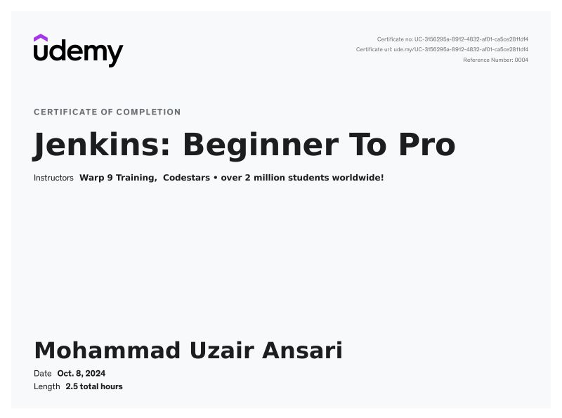Mohammad Uzair Ansari on LinkedIn: #jenkins #certification #devops # ... Mohammad Uzair Ansari on LinkedIn: #jenkins #certification #devops # ...