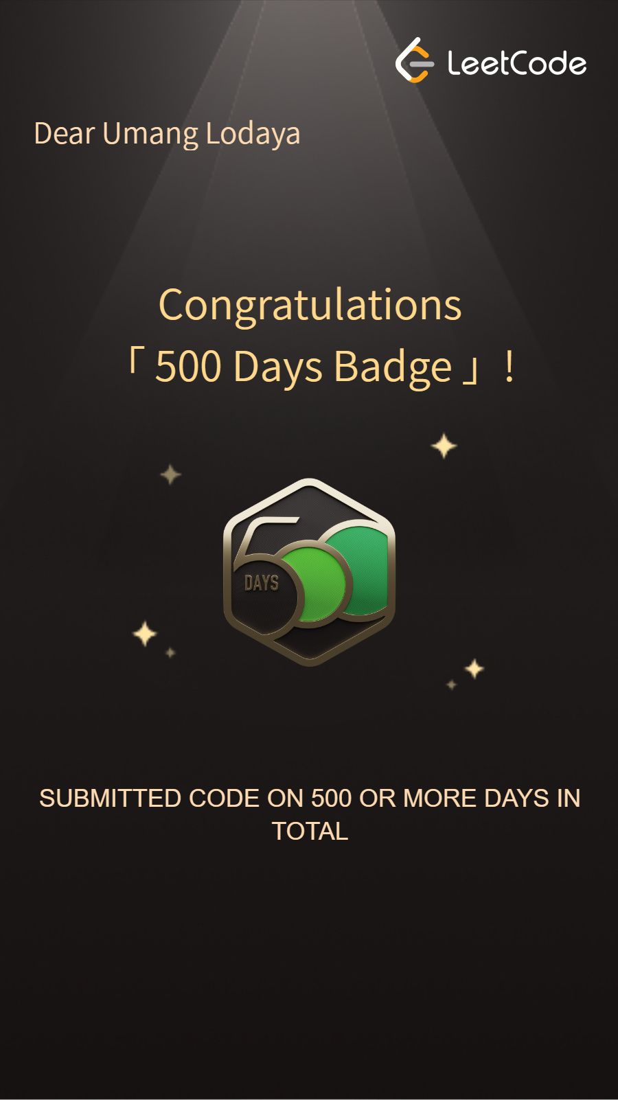 Umang Lodaya on LinkedIn: #codingjourney #leetcode #milestone # ... Umang Lodaya on LinkedIn: #codingjourney #leetcode #milestone # ...
