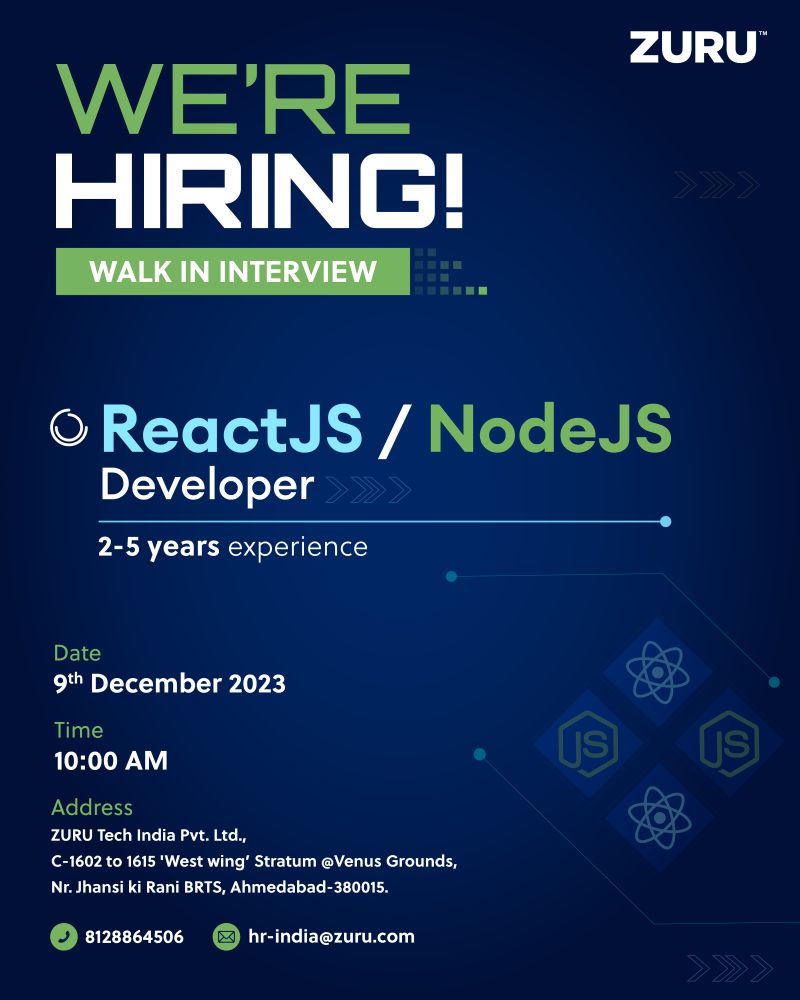 Saloni Dhiman on LinkedIn: #zurutechindia #hiring #reactjs #nodejs # ... Saloni Dhiman on LinkedIn: #zurutechindia #hiring #reactjs #nodejs # ...