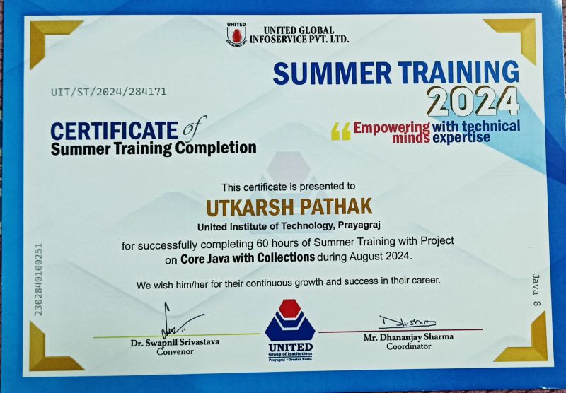Utkarsh Pathak on LinkedIn: #summertraining #javadevelopment # ... Utkarsh Pathak on LinkedIn: #summertraining #javadevelopment # ...