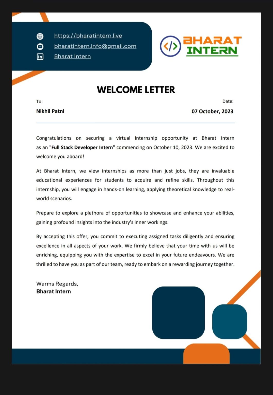 Nikhil Patni on LinkedIn: #internship Nikhil Patni on LinkedIn: #internship