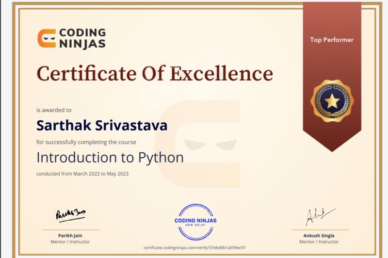 Sarthak Srivastava on LinkedIn: #python #coding #codingninjas Sarthak Srivastava on LinkedIn: #python #coding #codingninjas