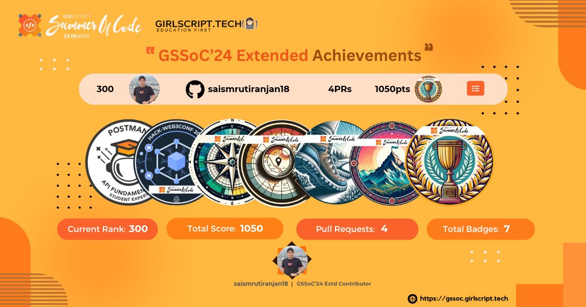Sai Smruti Ranjan Das on LinkedIn: #gssoc2024 #opensource #girlscript # ... Sai Smruti Ranjan Das on LinkedIn: #gssoc2024 #opensource #girlscript # ...