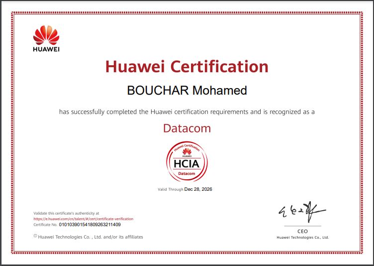 Mohamed BOUCHAR on LinkedIn: #hcia #datacom #huawei #digitaltalent Mohamed BOUCHAR on LinkedIn: #hcia #datacom #huawei #digitaltalent