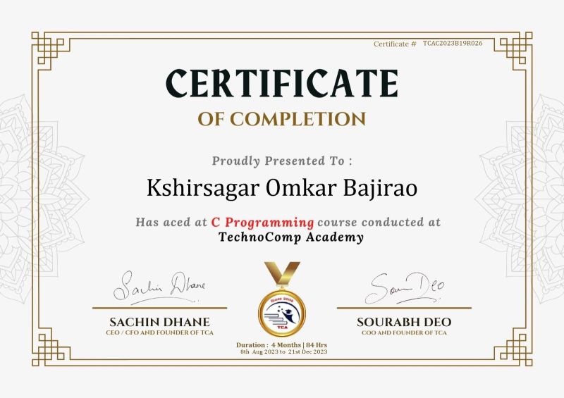 Omkar Kshirsagar on LinkedIn: #cprogramming #certificatereceived # ... Omkar Kshirsagar on LinkedIn: #cprogramming #certificatereceived # ...
