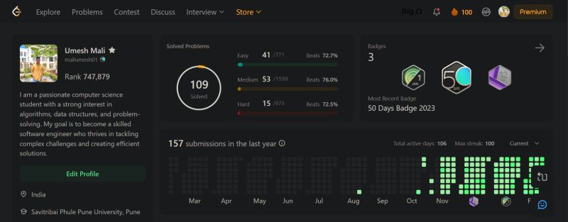 Umesh Mali on LinkedIn: #100daysofcode #leetcode #codingjourney # ... Umesh Mali on LinkedIn: #100daysofcode #leetcode #codingjourney # ...