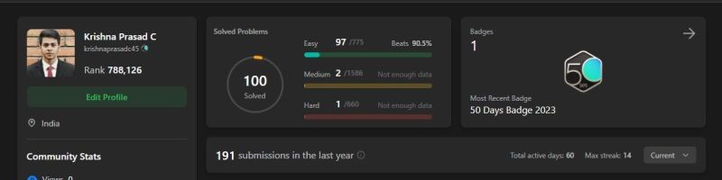 Solved 100 LeetCode problems with MERN Stack | Krishna Prasad C posted ... Solved 100 LeetCode problems with MERN Stack | Krishna Prasad C posted ...