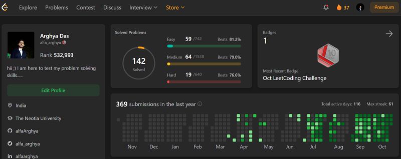 Earned a LeetCode October badge! | Arghya Das posted on the topic ... Earned a LeetCode October badge! | Arghya Das posted on the topic ...