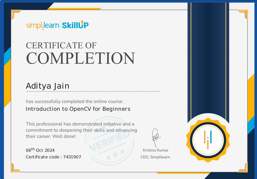 Aditya Jain on LinkedIn: #opencv #computervision #certification # ... Aditya Jain on LinkedIn: #opencv #computervision #certification # ...