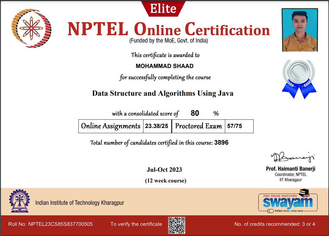 Mohammad Shaad on LinkedIn: #nptel #dsa #java #coding #techskills # ... Mohammad Shaad on LinkedIn: #nptel #dsa #java #coding #techskills # ...