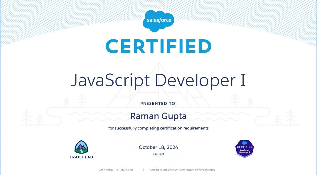 Raman Gupta on LinkedIn: #salesforcecertification #javascript Raman Gupta on LinkedIn: #salesforcecertification #javascript