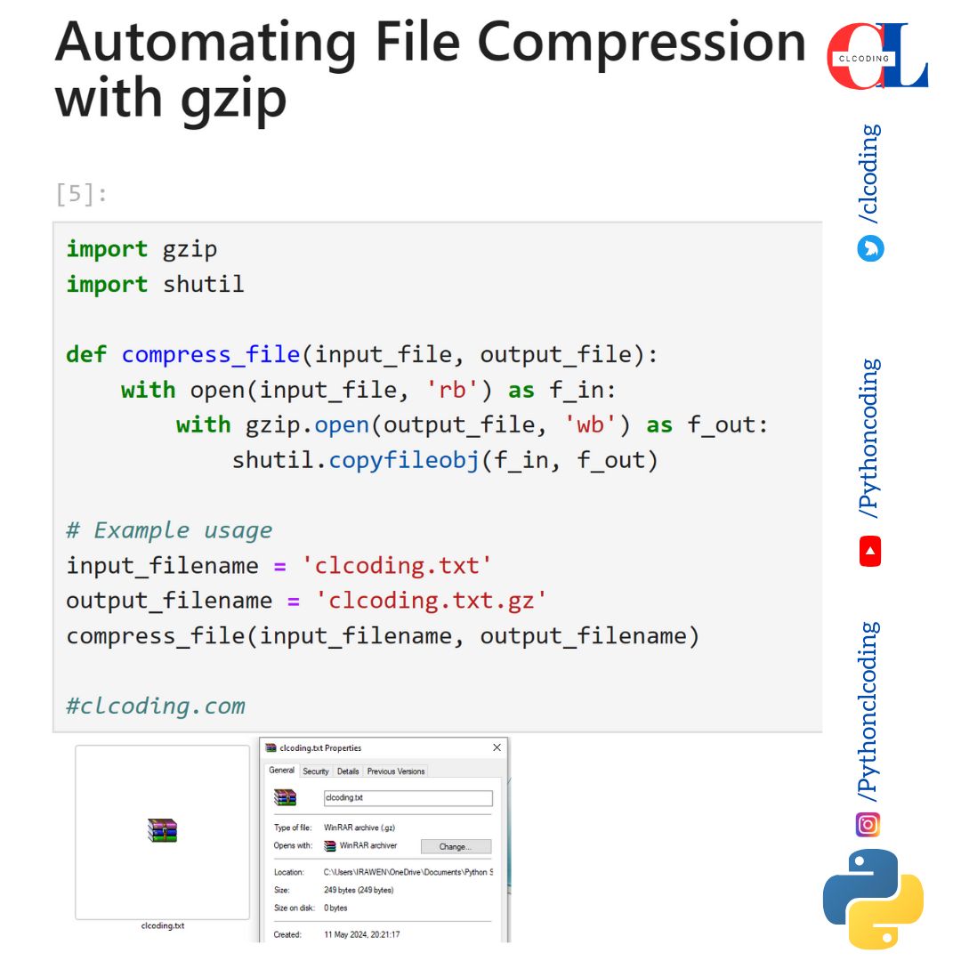 Python Coding on LinkedIn: Automating File Compression with gzip Python Coding on LinkedIn: Automating File Compression with gzip