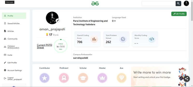 Aman Prajapati on LinkedIn: #datastructures #algorithms #milestone # ... Aman Prajapati on LinkedIn: #datastructures #algorithms #milestone # ...