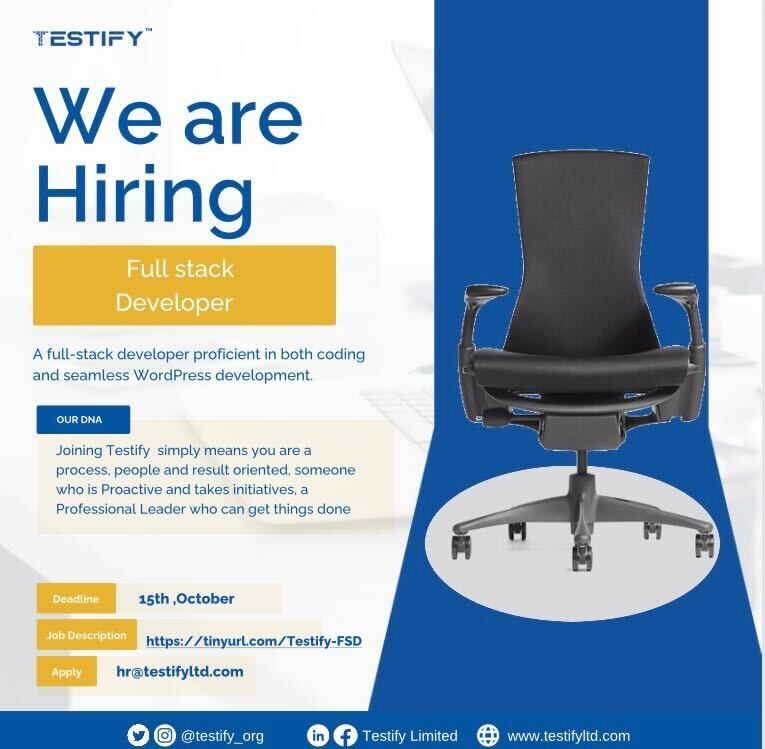 Testify Limited on LinkedIn: Testify Limited is hiring for the ... Testify Limited on LinkedIn: Testify Limited is hiring for the ...