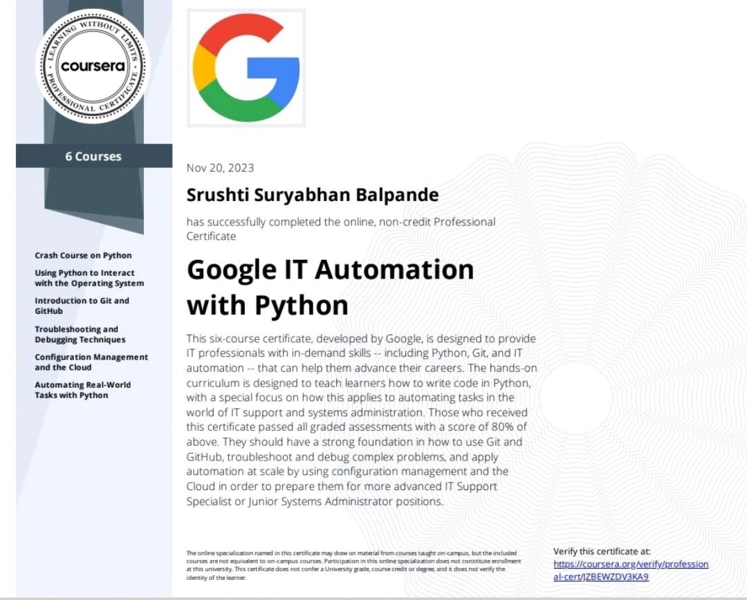 Srushti Balpande on LinkedIn: #googleitautomation #python # ... Srushti Balpande on LinkedIn: #googleitautomation #python # ...