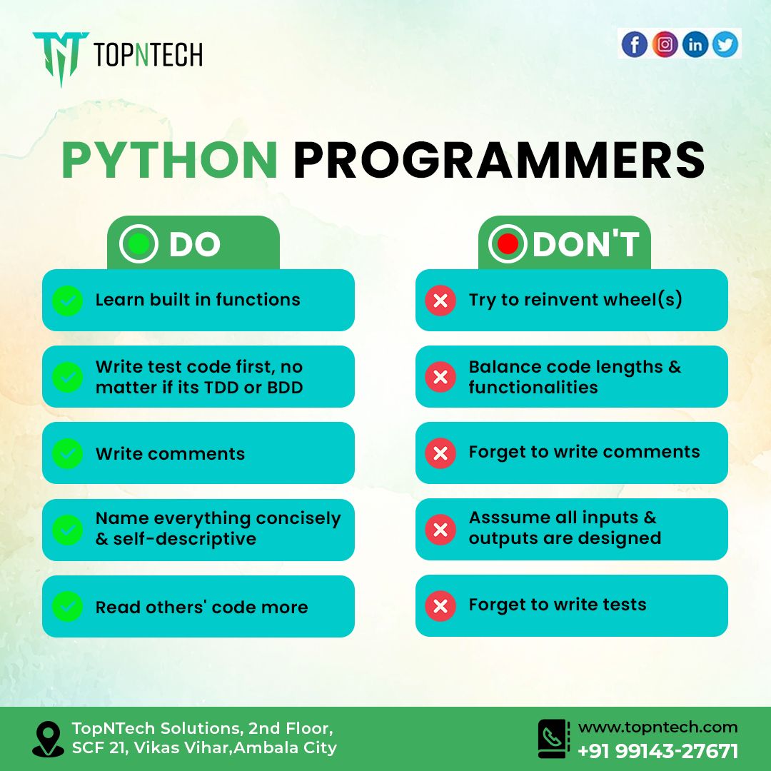 TopNTech Solutions on LinkedIn: #pythonprogrammers #codingetiquette # ... TopNTech Solutions on LinkedIn: #pythonprogrammers #codingetiquette # ...