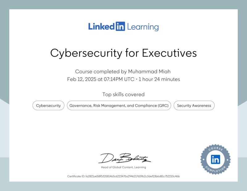 Muhammad Miah on LinkedIn: Certificate of Completion Muhammad Miah on LinkedIn: Certificate of Completion