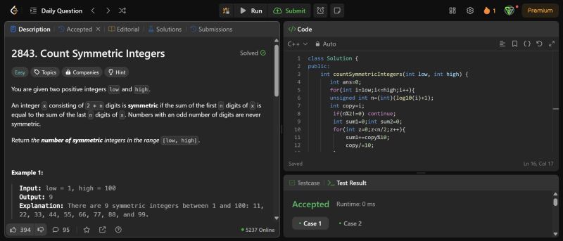 #leetcodechallenge #100daysofcode #digitdp #patternrecognition | Sai Bhatia #leetcodechallenge #100daysofcode #digitdp #patternrecognition | Sai Bhatia