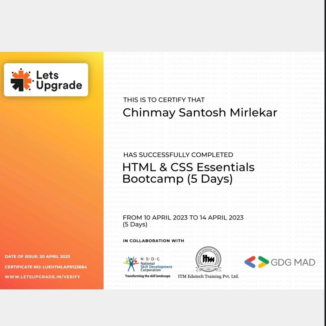 Chinmay Mirlekar on LinkedIn: #html #css #bootcampgrad Chinmay Mirlekar on LinkedIn: #html #css #bootcampgrad