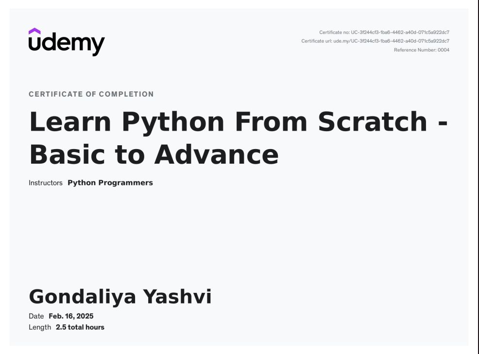 #python #programming #learningjourney #udemy #certification… | yashvi ... #python #programming #learningjourney #udemy #certification… | yashvi ...