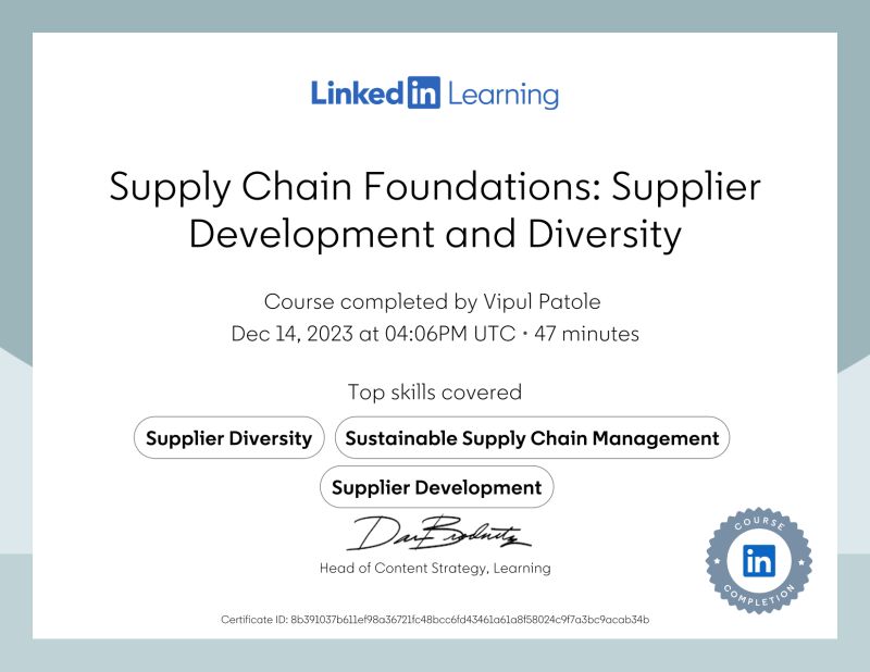 Vipul Patole on LinkedIn: Certificate of Completion Vipul Patole on LinkedIn: Certificate of Completion