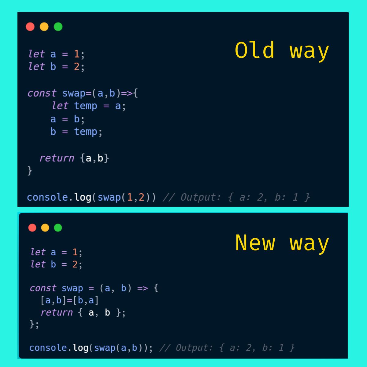How to swap values in JavaScript with ES6 | Muhammad Jawad Mansoor 🇵🇸 ... How to swap values in JavaScript with ES6 | Muhammad Jawad Mansoor 🇵🇸 ...