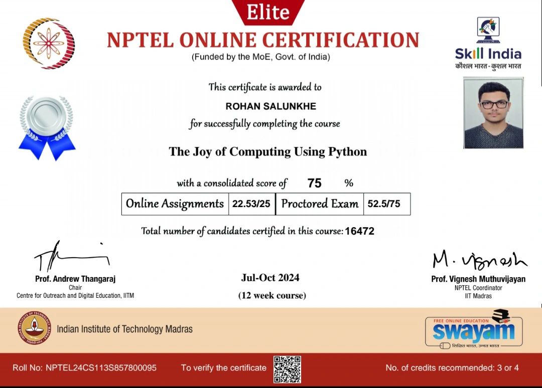 Rohan Salunkhe on LinkedIn: #python #programming #nptel #iitmadras # ... Rohan Salunkhe on LinkedIn: #python #programming #nptel #iitmadras # ...