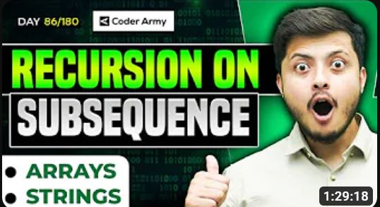 Day-70 of #180daysofcode challenge: Subsequences Unleashed ... Day-70 of #180daysofcode challenge: Subsequences Unleashed ...