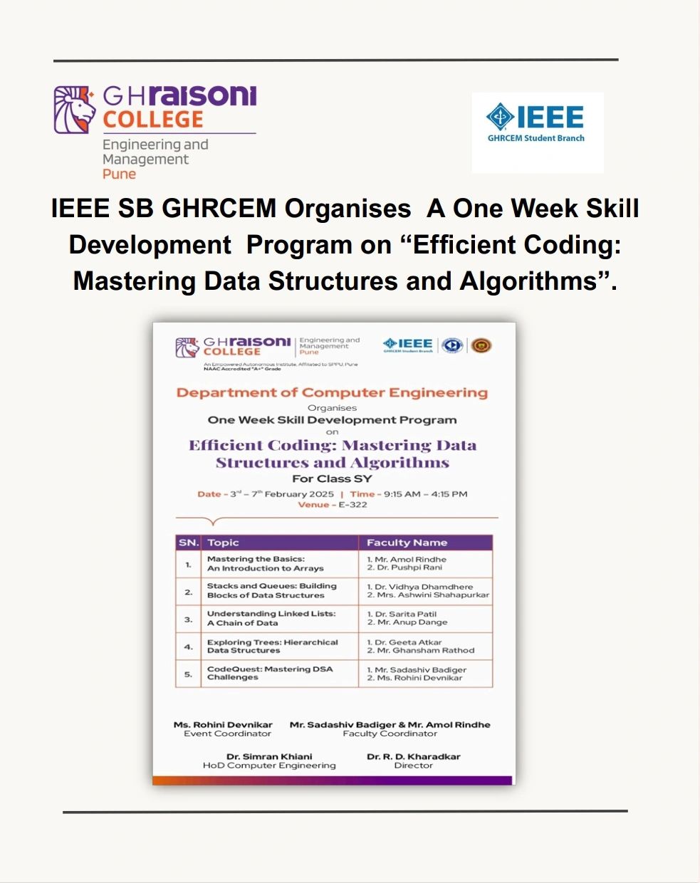 #ieeeghrcem #dsa #skilldevelopment #codingchampions #codequest… | IEEE ... #ieeeghrcem #dsa #skilldevelopment #codingchampions #codequest… | IEEE ...