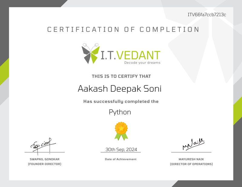 Aakash Soni on LinkedIn: #python #certification #programming # ... Aakash Soni on LinkedIn: #python #certification #programming # ...