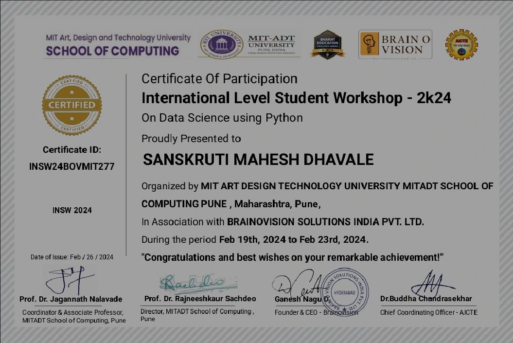 Sanskruti Dhavale on LinkedIn: #datascience #python Sanskruti Dhavale on LinkedIn: #datascience #python