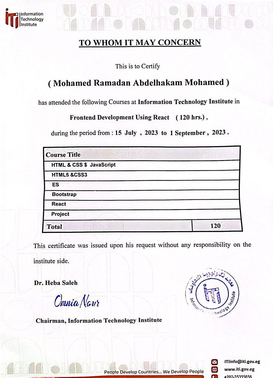 Mohamed Ramadan on LinkedIn: #frontenddevelopment #react #iti # ... Mohamed Ramadan on LinkedIn: #frontenddevelopment #react #iti # ...