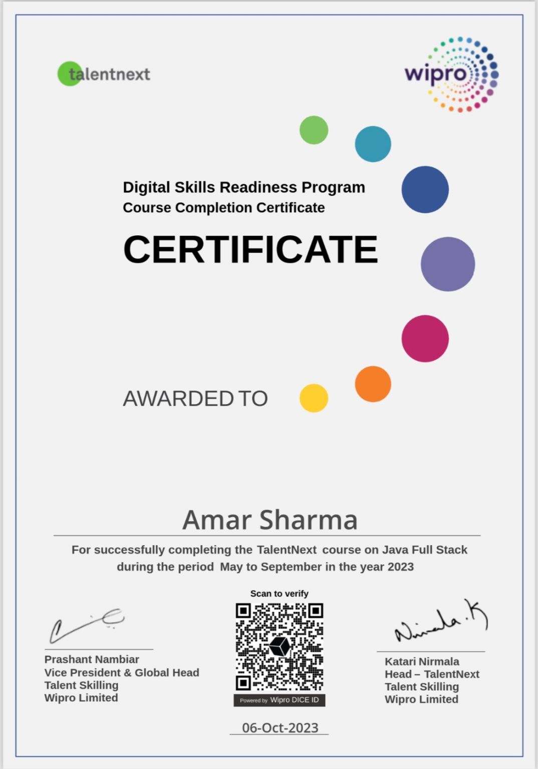 Amar Sharma on LinkedIn: #wipro #certificate #java Amar Sharma on LinkedIn: #wipro #certificate #java