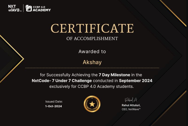 Akshay Bane on LinkedIn: #nxtwave #ccbp4academy #codingchallenge # ... Akshay Bane on LinkedIn: #nxtwave #ccbp4academy #codingchallenge # ...