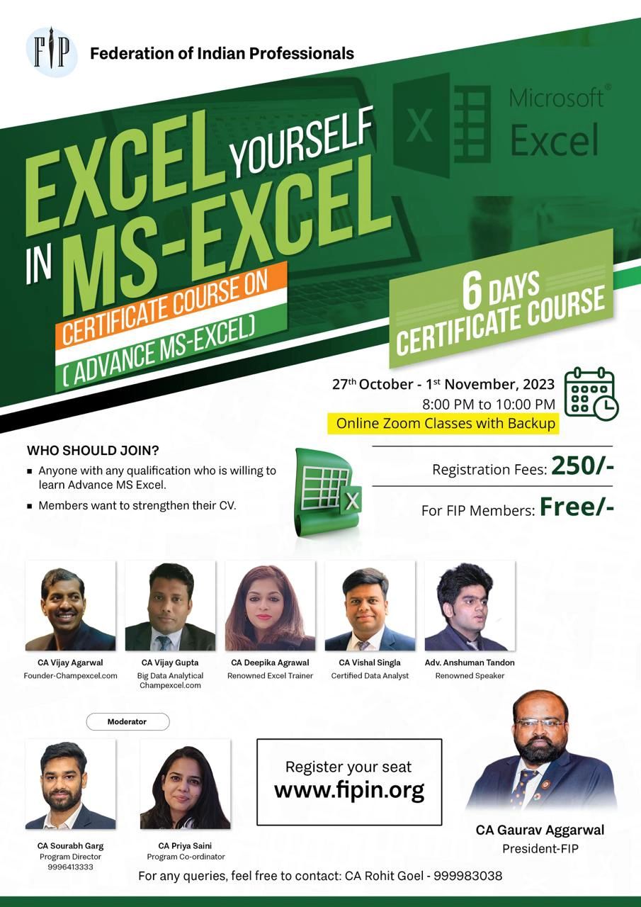 FIP's Advanced MS-Excel Course | Anshika Jaiswal posted on the topic ... FIP's Advanced MS-Excel Course | Anshika Jaiswal posted on the topic ...