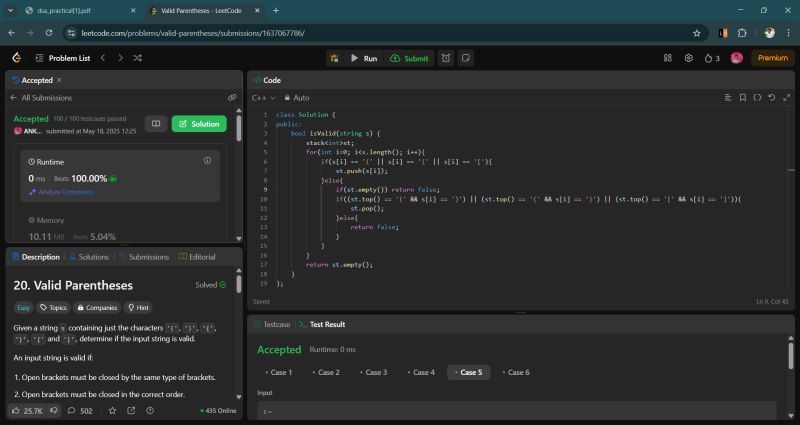 Solved LeetCode Q20 with stacks and brackets | ANKUSH KUMAR SINGH ... Solved LeetCode Q20 with stacks and brackets | ANKUSH KUMAR SINGH ...