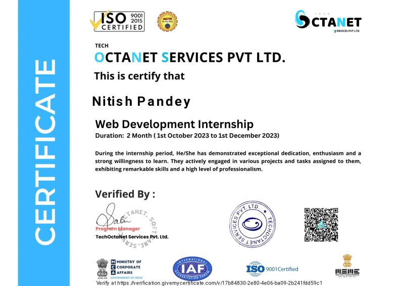 NITISH PANDEY on LinkedIn: #webdevelopment #internshipcompletion # ... NITISH PANDEY on LinkedIn: #webdevelopment #internshipcompletion # ...