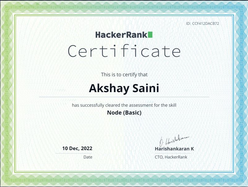 #nodejs #hackerrank #thankyou | Akshay Saini #nodejs #hackerrank #thankyou | Akshay Saini