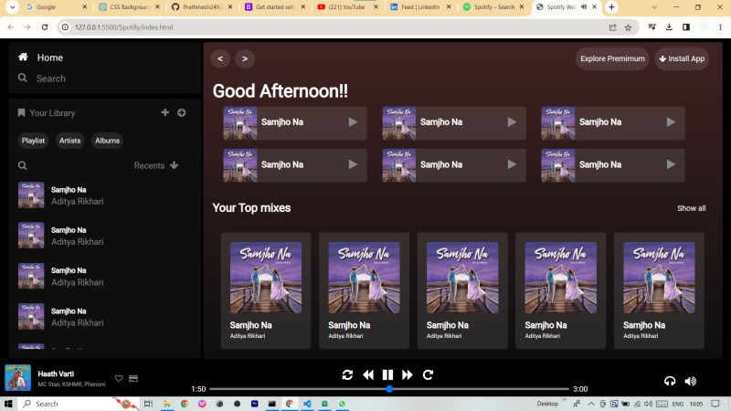 Prathmesh Bhilegaonkar on LinkedIn: Spotify Web-player using HTML,CSS ... Prathmesh Bhilegaonkar on LinkedIn: Spotify Web-player using HTML,CSS ...