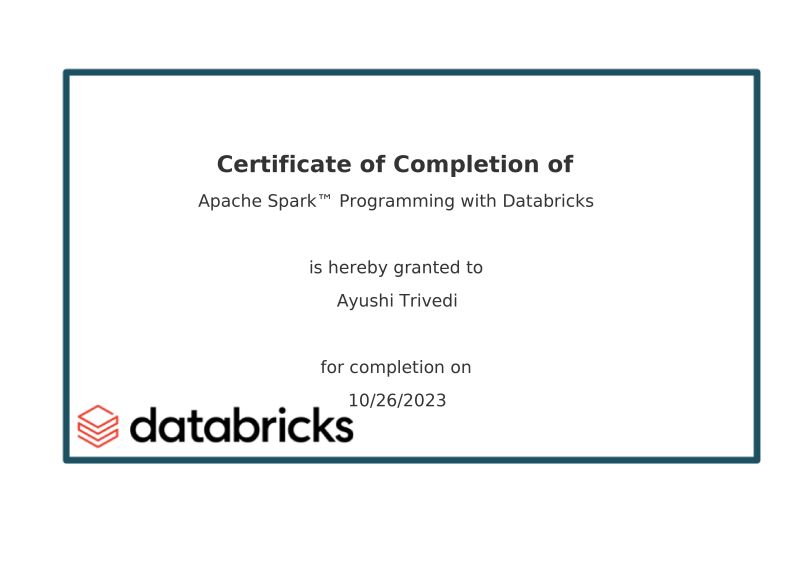 Ayushi Trivedi on LinkedIn: #databrickscertified #dataengineer #spark Ayushi Trivedi on LinkedIn: #databrickscertified #dataengineer #spark