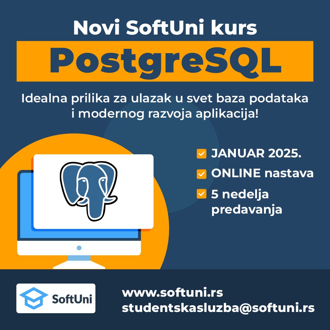 SoftUni Srbija on LinkedIn: #softuni #kurs #database #postgresql # ... SoftUni Srbija on LinkedIn: #softuni #kurs #database #postgresql # ...