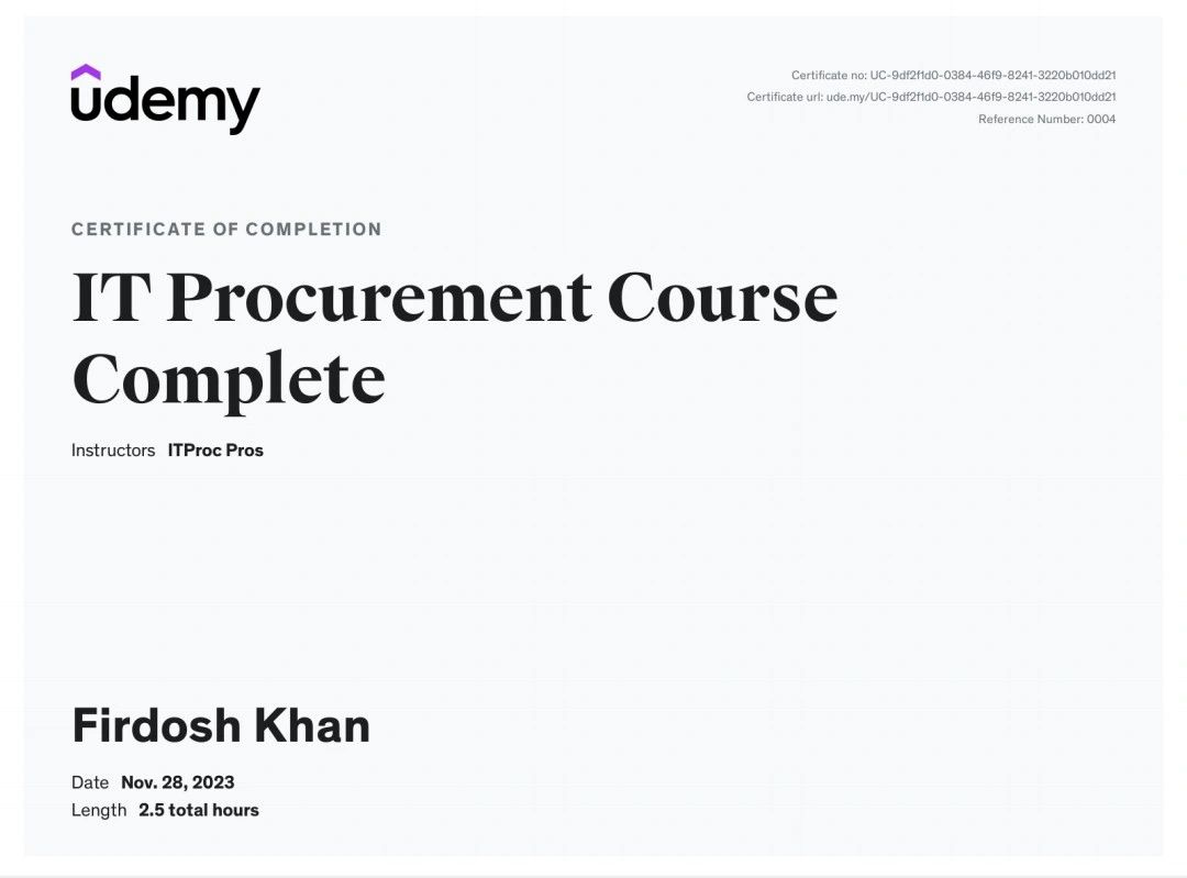 Firdosh Khan on LinkedIn: IT Procurement Course completed Firdosh Khan on LinkedIn: IT Procurement Course completed