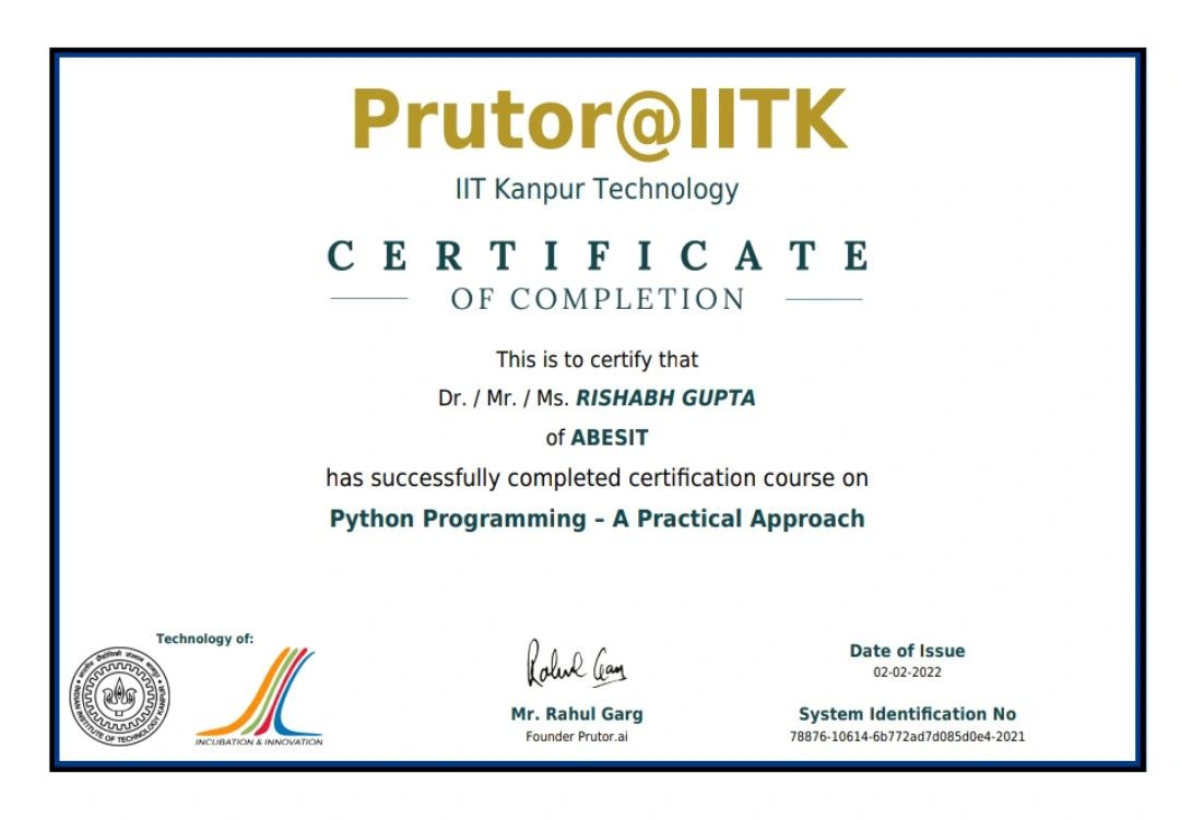 RISHABH GUPTA on LinkedIn: #python #prutor RISHABH GUPTA on LinkedIn: #python #prutor