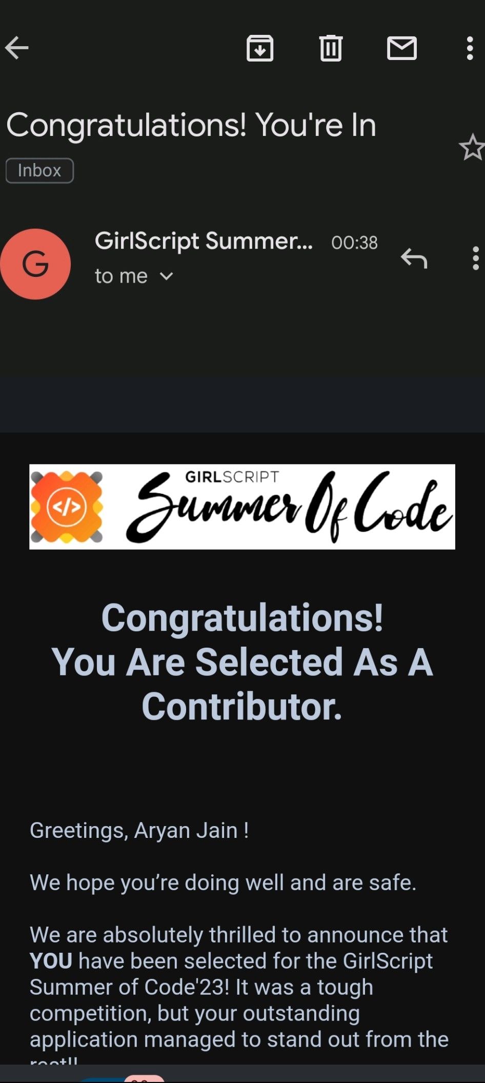 Excited to announce that I have been selected as open source ... Excited to announce that I have been selected as open source ...