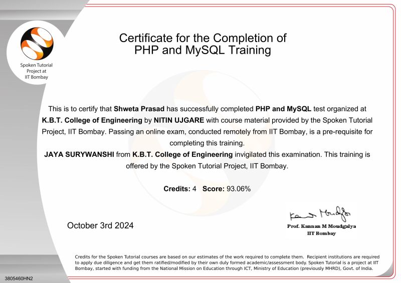 Shweta Prasad on LinkedIn: #php #mysql #spokentutorial #iitbombay Shweta Prasad on LinkedIn: #php #mysql #spokentutorial #iitbombay