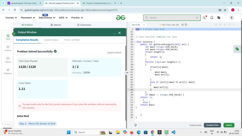 #gfg #geeksforgeeks #160daysofcode #problemsolving #dsa #gfg160… | Ishu ch #gfg #geeksforgeeks #160daysofcode #problemsolving #dsa #gfg160… | Ishu ch