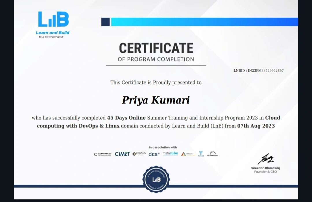 Priya kumari on LinkedIn: #linux #opensource #cloudcomputing #lnb Priya kumari on LinkedIn: #linux #opensource #cloudcomputing #lnb