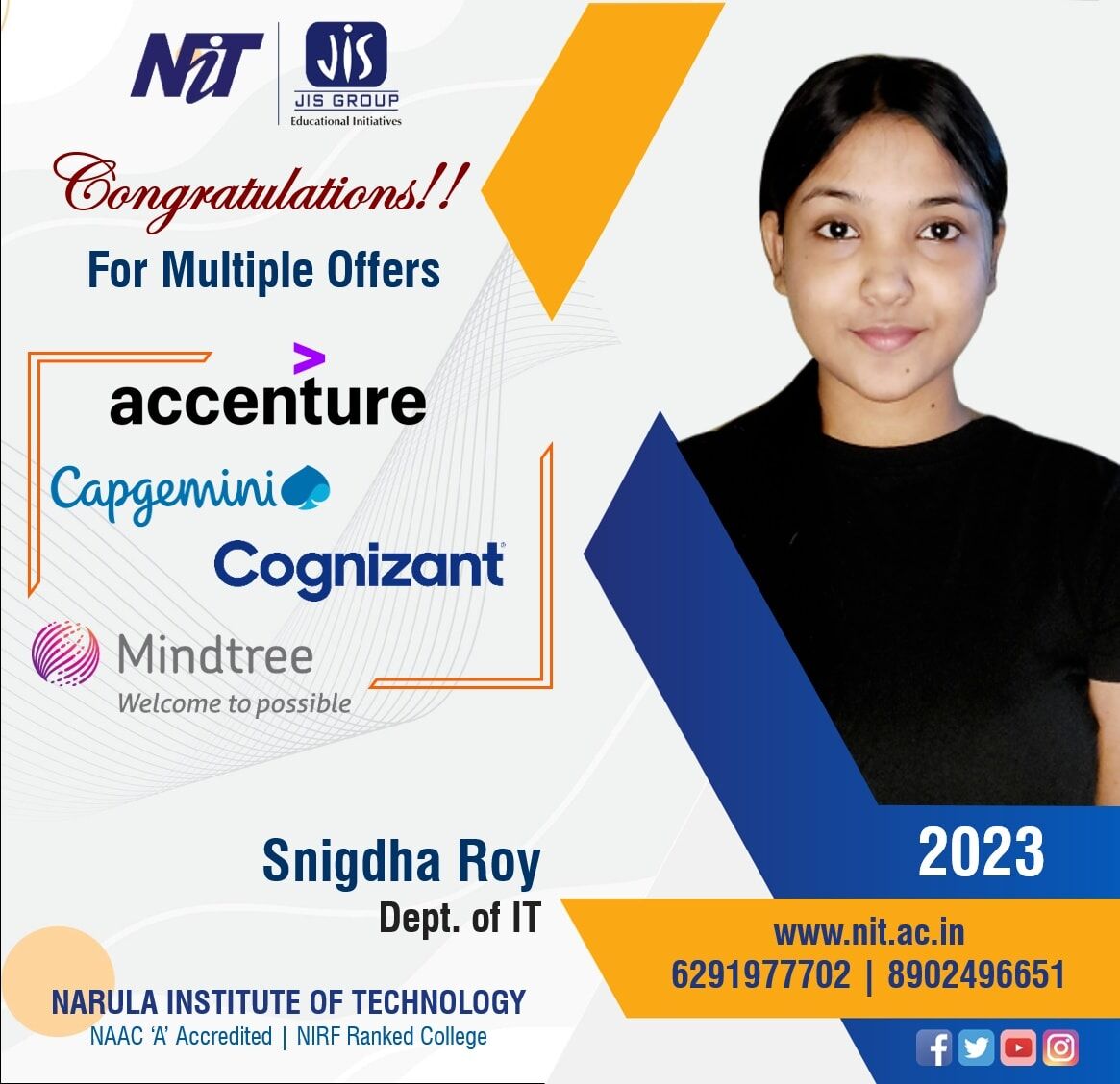 Narula Institute of Technology on LinkedIn: #placement2023 #placement # ... Narula Institute of Technology on LinkedIn: #placement2023 #placement # ...