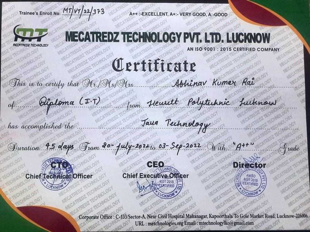 Abhinav Kumar Rai on LinkedIn: #technology #training #java Abhinav Kumar Rai on LinkedIn: #technology #training #java